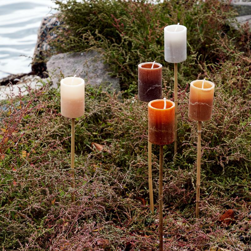 Broste Copenhagen, Hage Fakkel lysfakkel 10x7 cm hvit/bambus - Kitchn.no