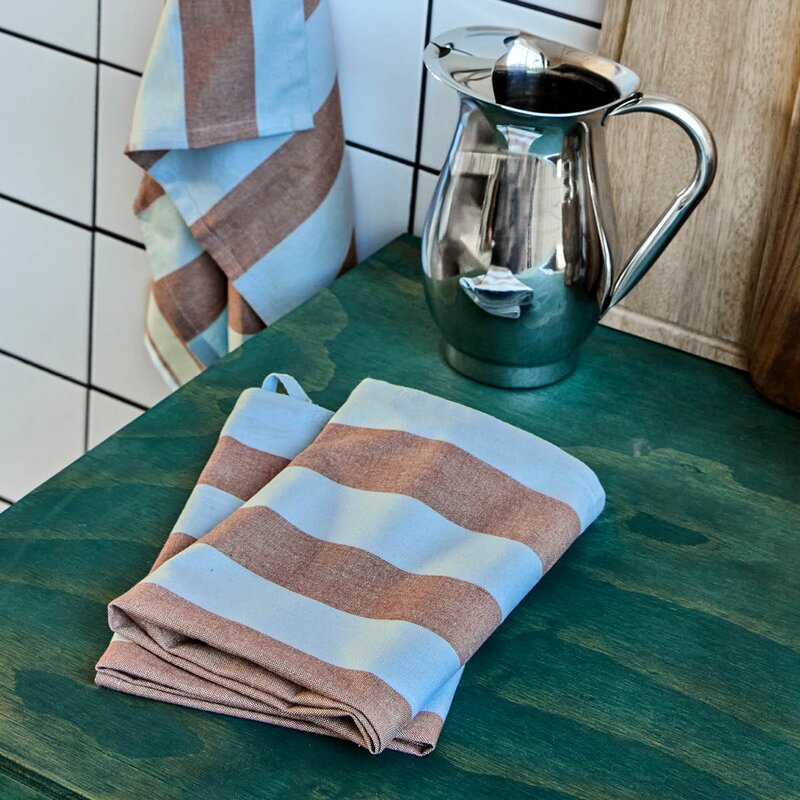 House Doctor, Cook kjøkkenhåndkle i bomull 75x55 cm 3 stk lyseblå/brun ...